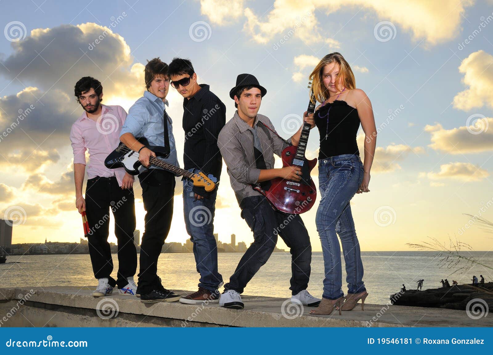 Young Musical Band Posing with Instruments Stock Image - Image of funny ...