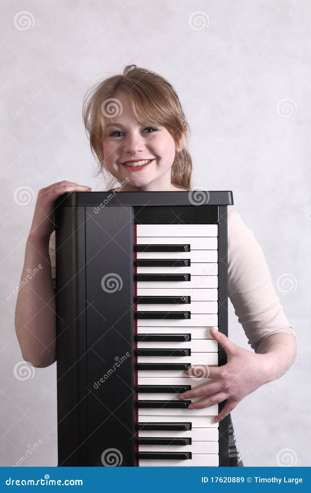 Young Musician with Her Keyboard Stock Image - Image of woman ...