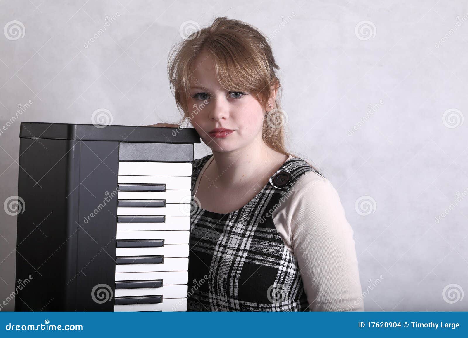 Young Musician with Her Keyboard Stock Photo - Image of white, pretty ...