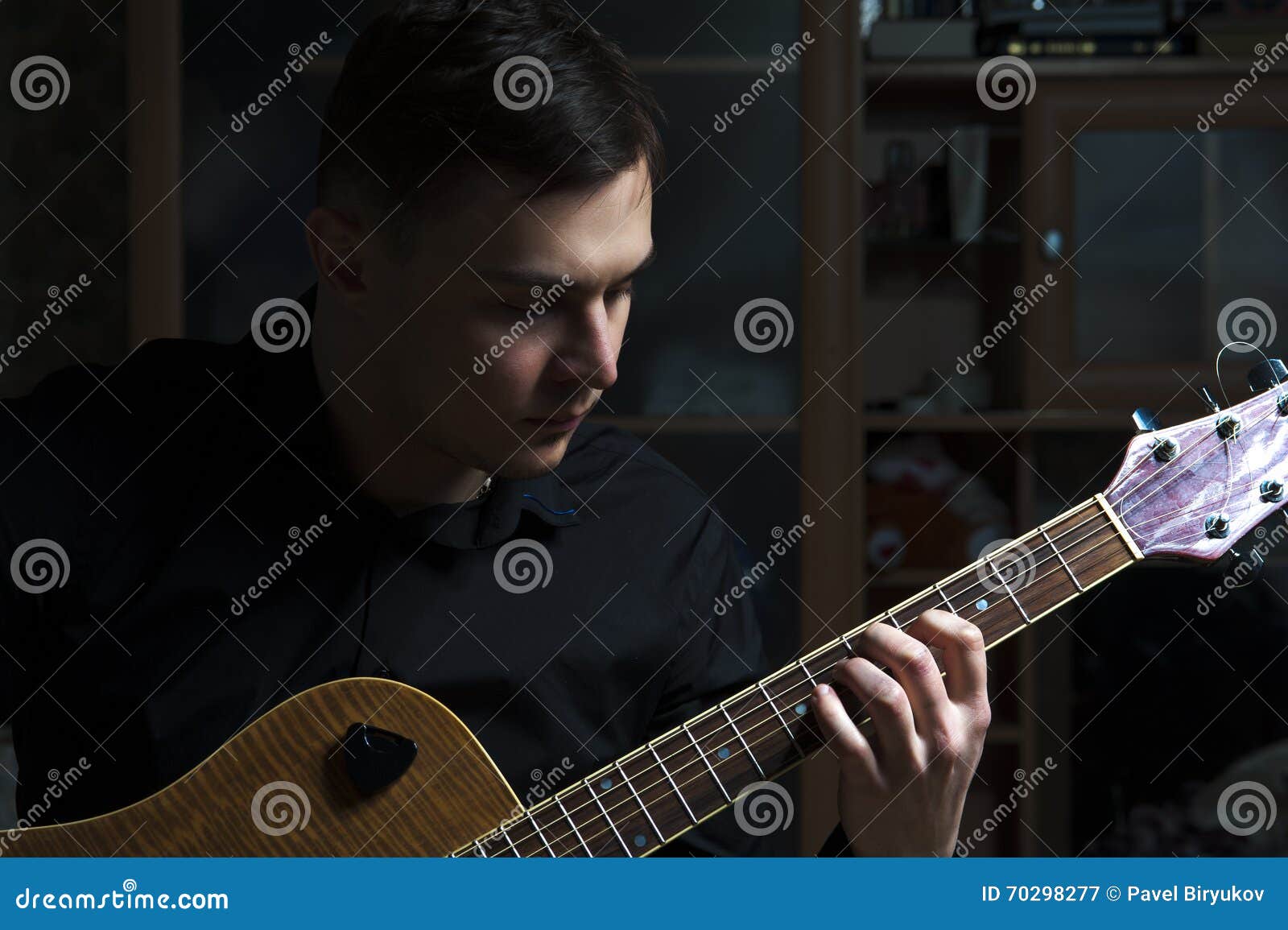 Young Musician Playing on Guitar Stock Image - Image of guitar, jamming ...