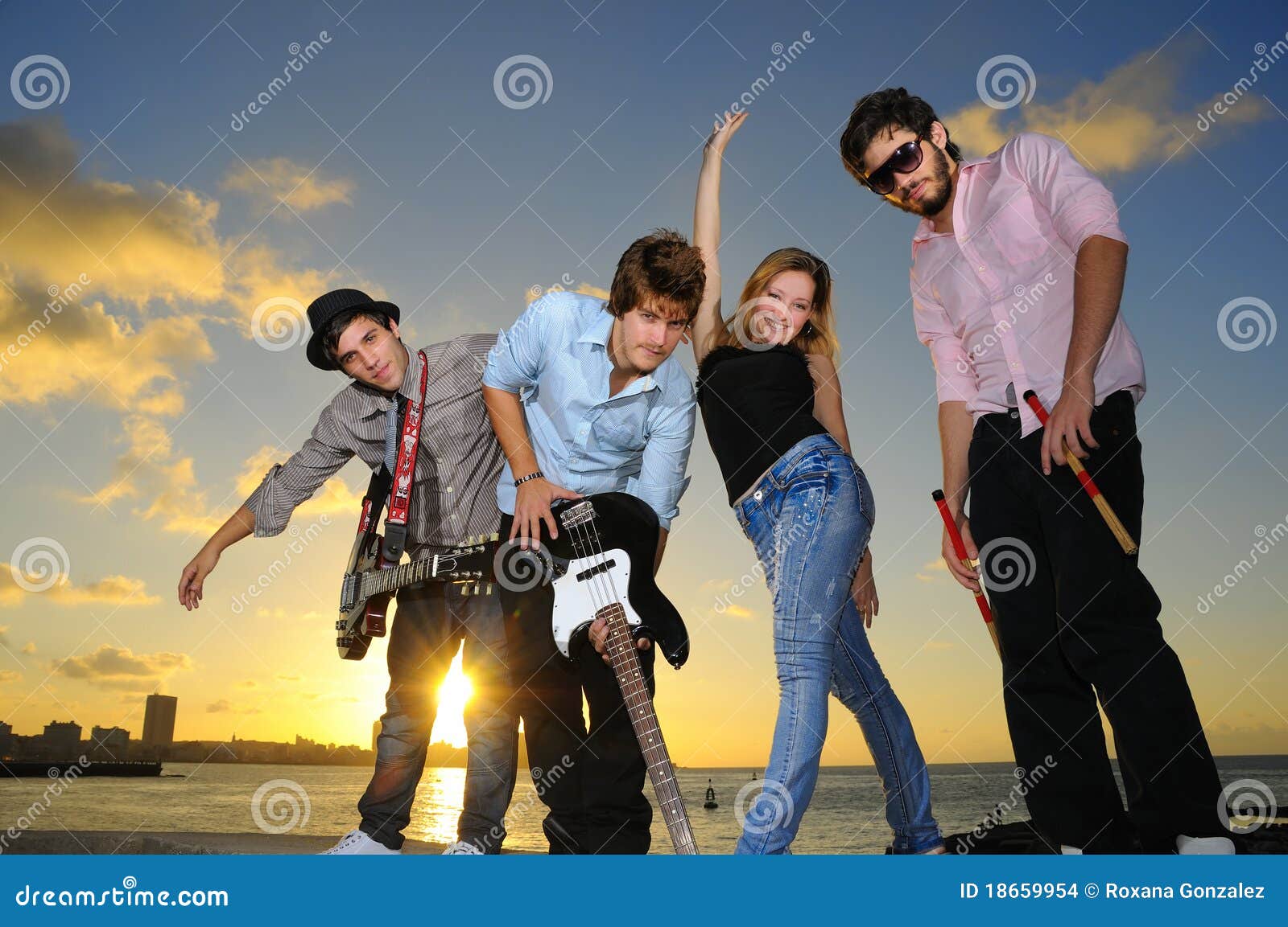 Young Musicians with Happy Expression Stock Photo - Image of male, guys ...