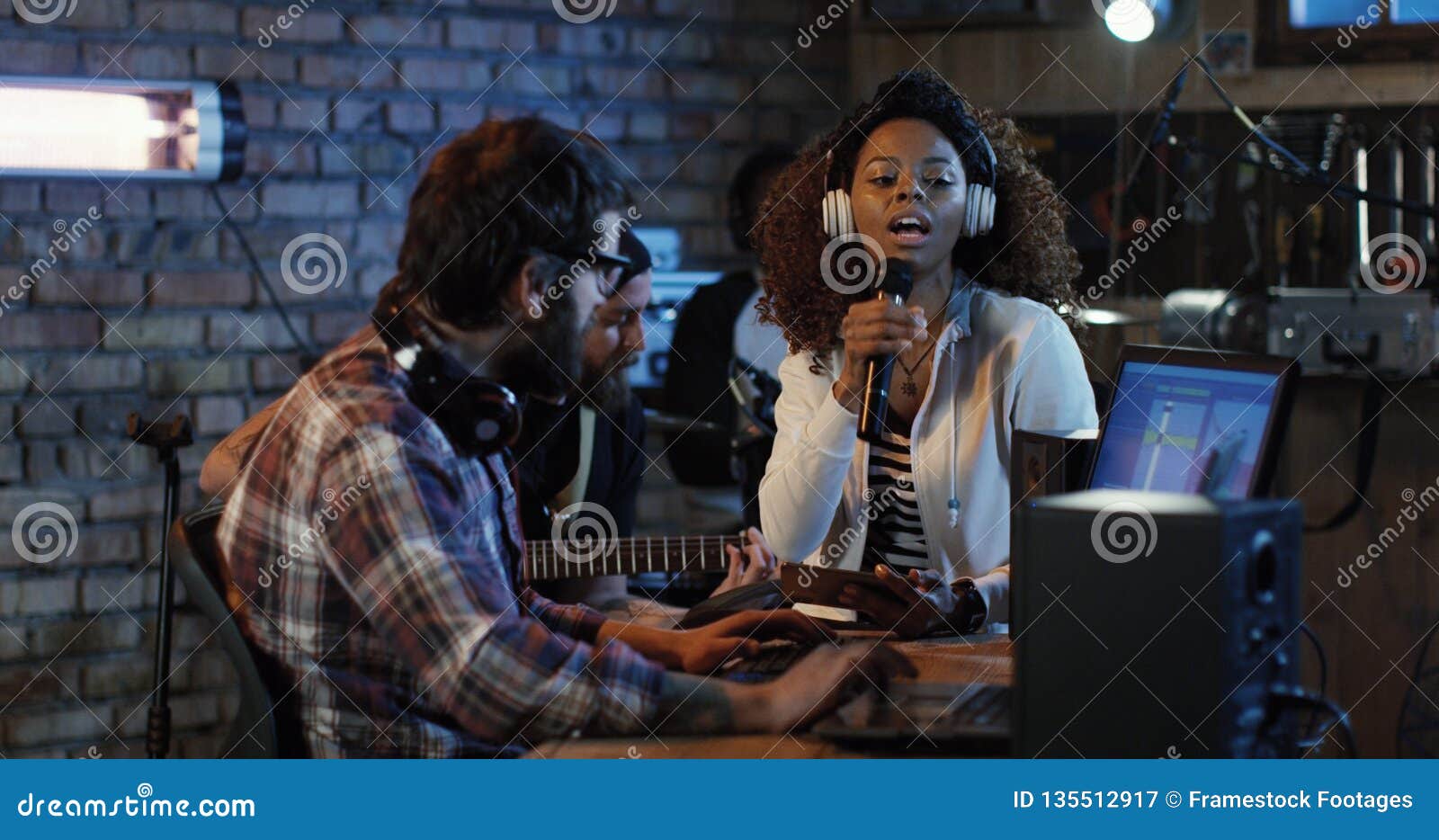 Young Musicians Playing in Home Studio Stock Image - Image of singer ...