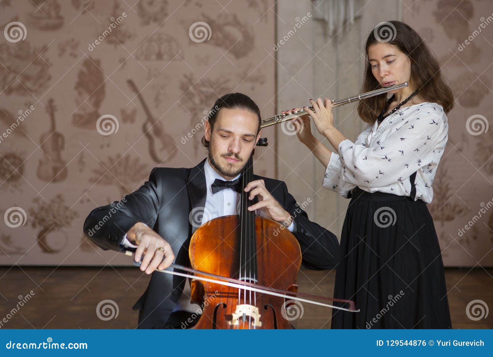 Young Musicians of the Symphony Orchestra Duet Stock Photo - Image of ...