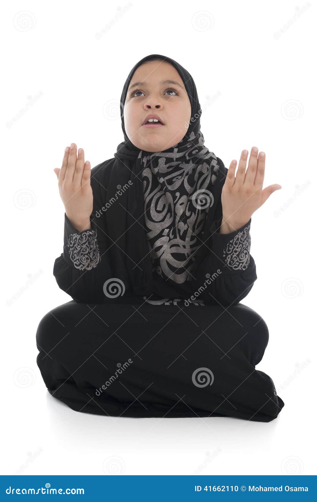 Young Muslim Girl Duaa stock photo. Image of mosque, meditation - 41662110