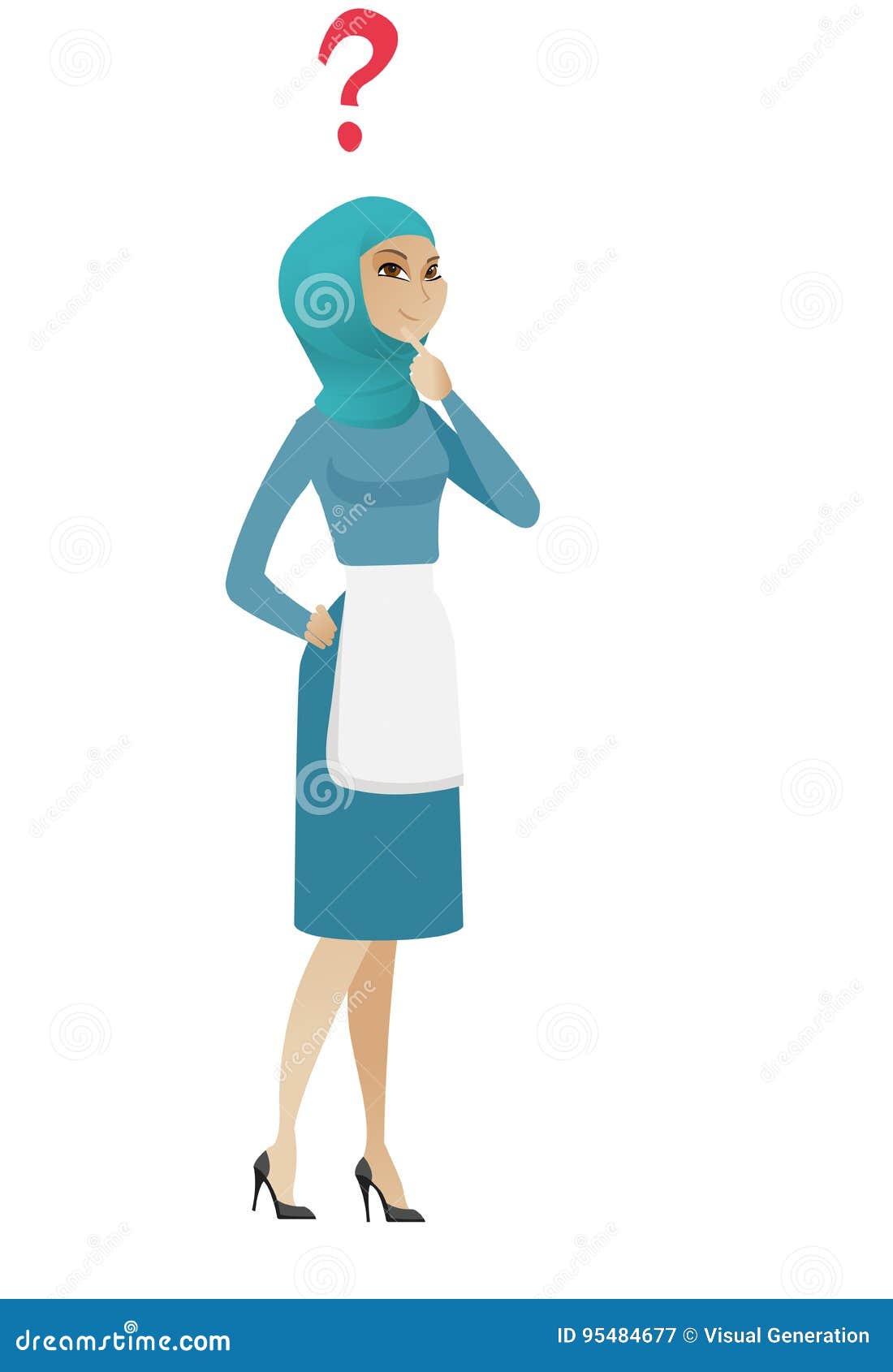 Young Muslim Thinking Cleaner with Question Mark. Stock Vector ...