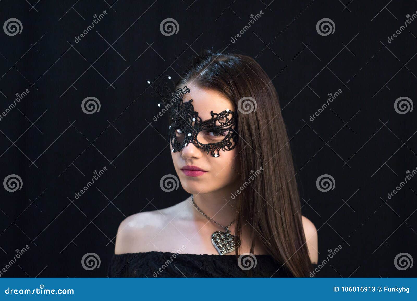 Young Mystic Woman Posing In Mask Stock Image Image Of Mysterious