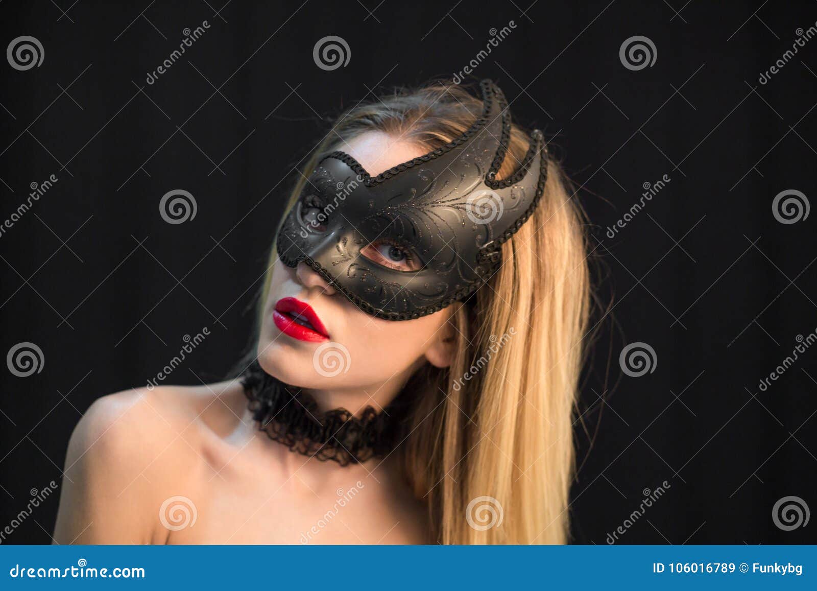 Young Mystic Woman Posing In Mask Stock Image Image Of Mysterious