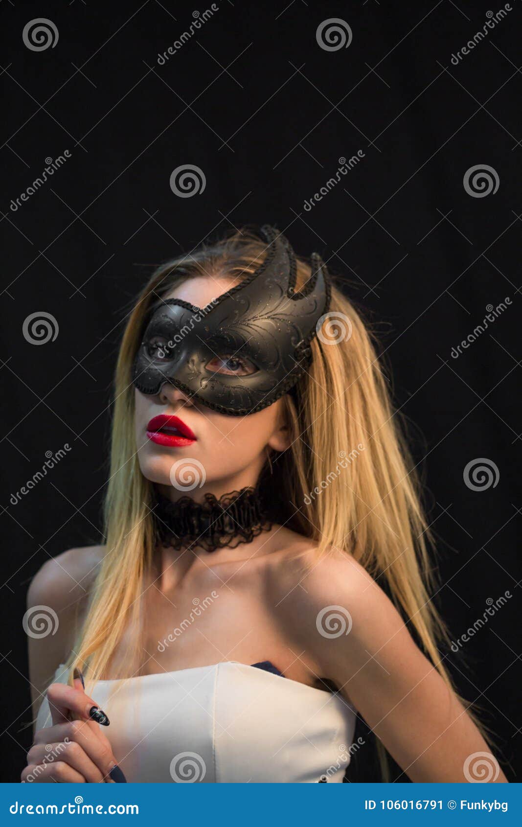 Young Mystic Woman Posing In Mask Stock Image Image Of Lace Makeup