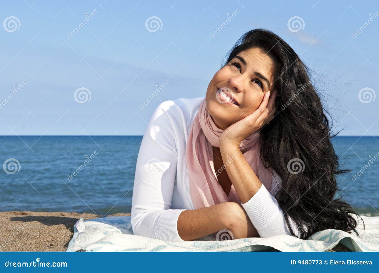 Young Native American Woman at Beach Stock Image - Image of ethnic ...