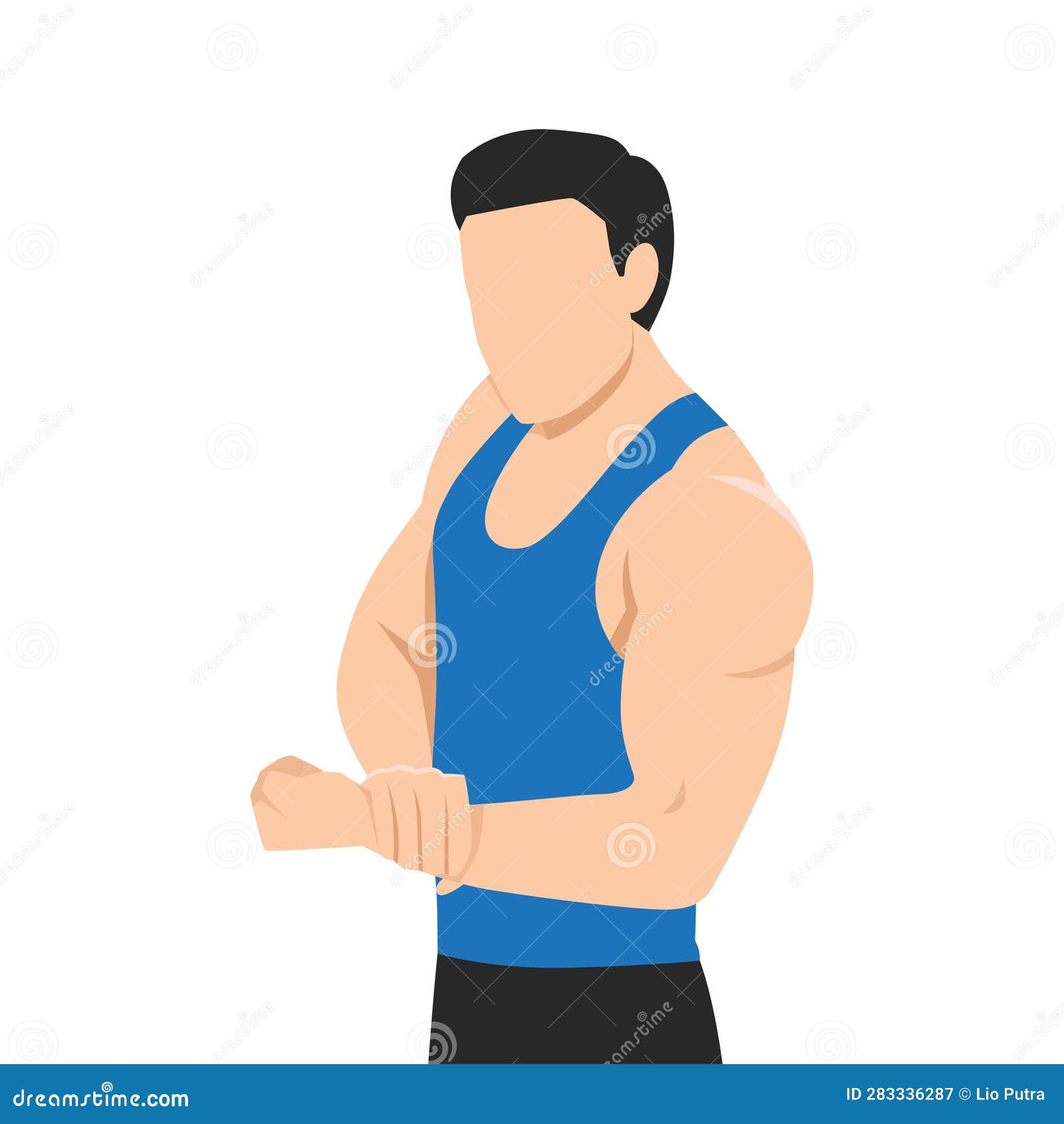 Young Natural Bodybuilder Shows His Muscles Side View Stock ...