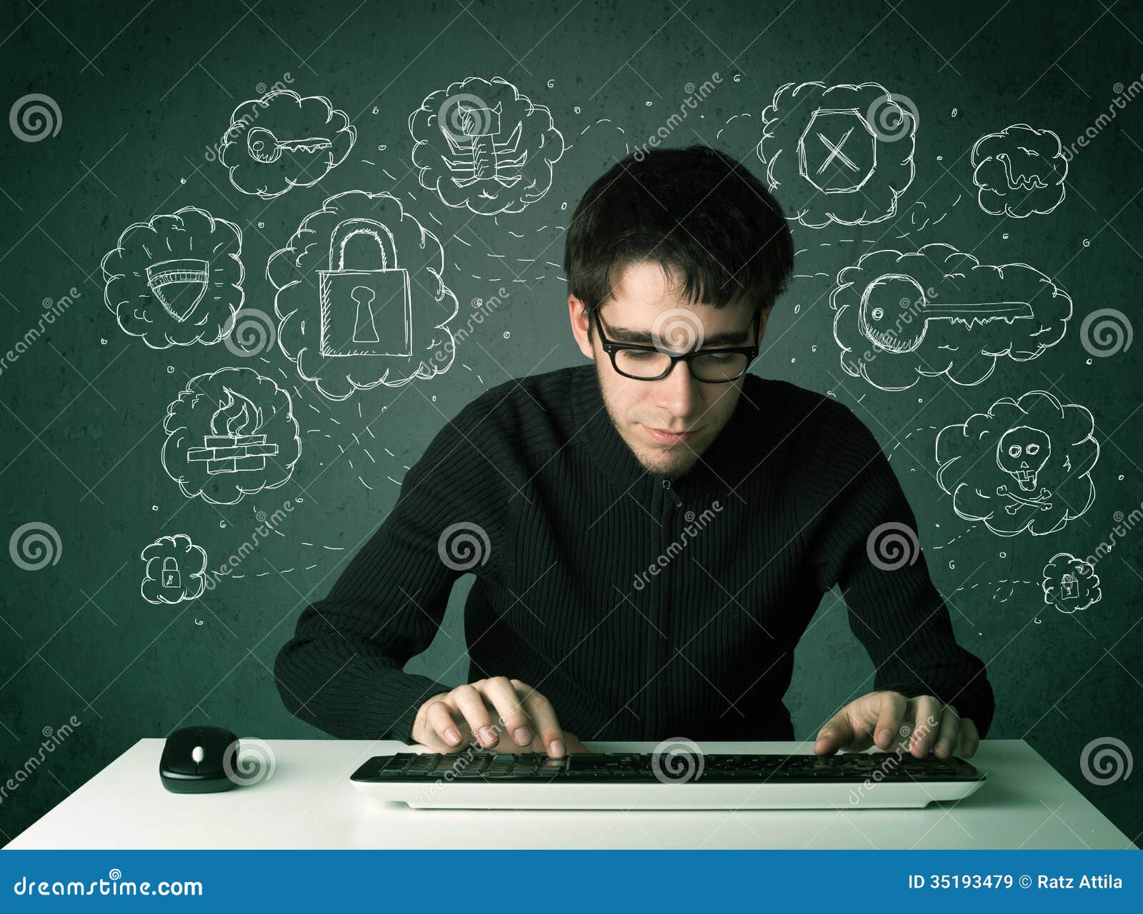 Young Nerd Hacker With Virus And Hacking Thoughts Stock Image - Image ...