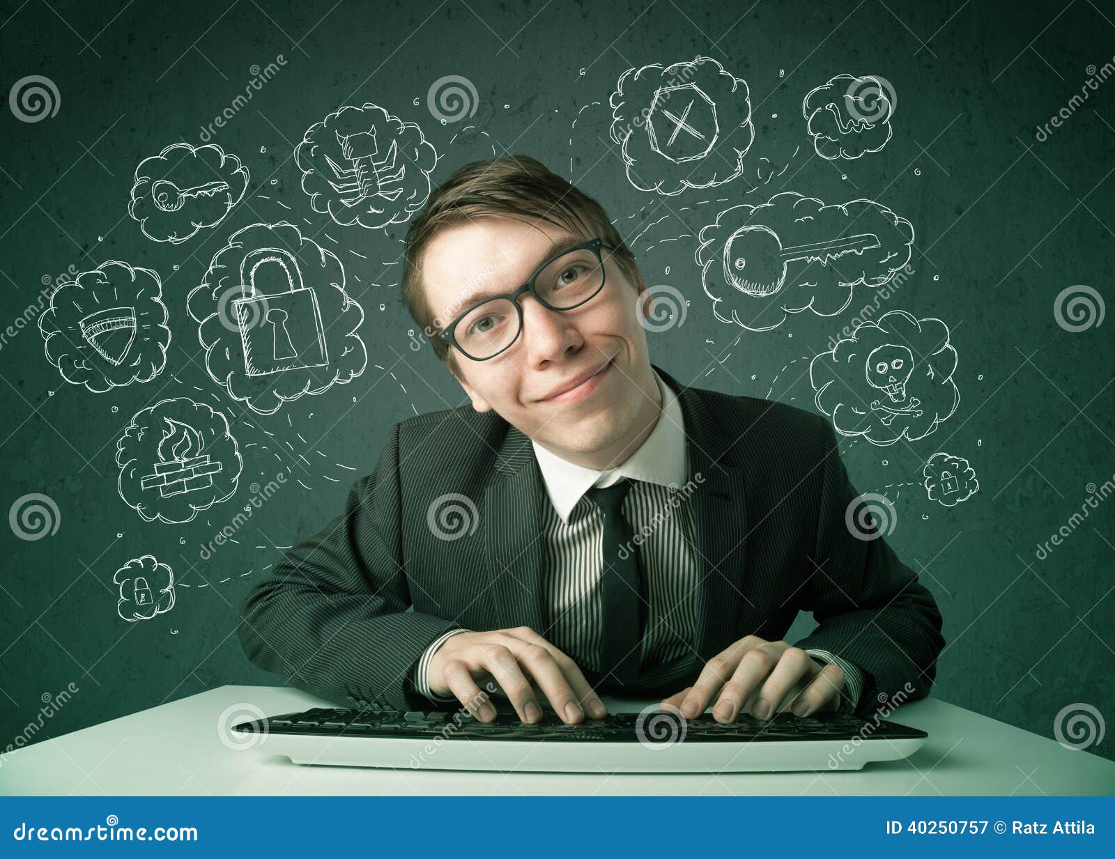 Young Nerd Hacker with Virus and Hacking Thoughts Stock Image - Image ...