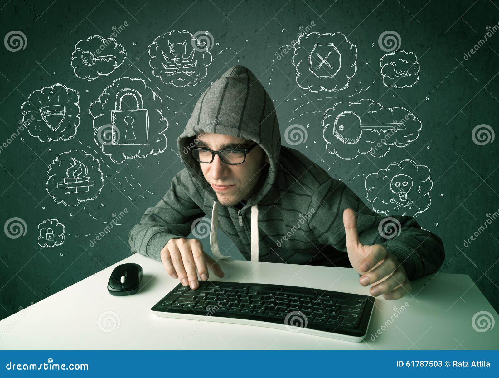 Young Nerd Hacker With Virus And Hacking Thoughts Stock Image - Image ...
