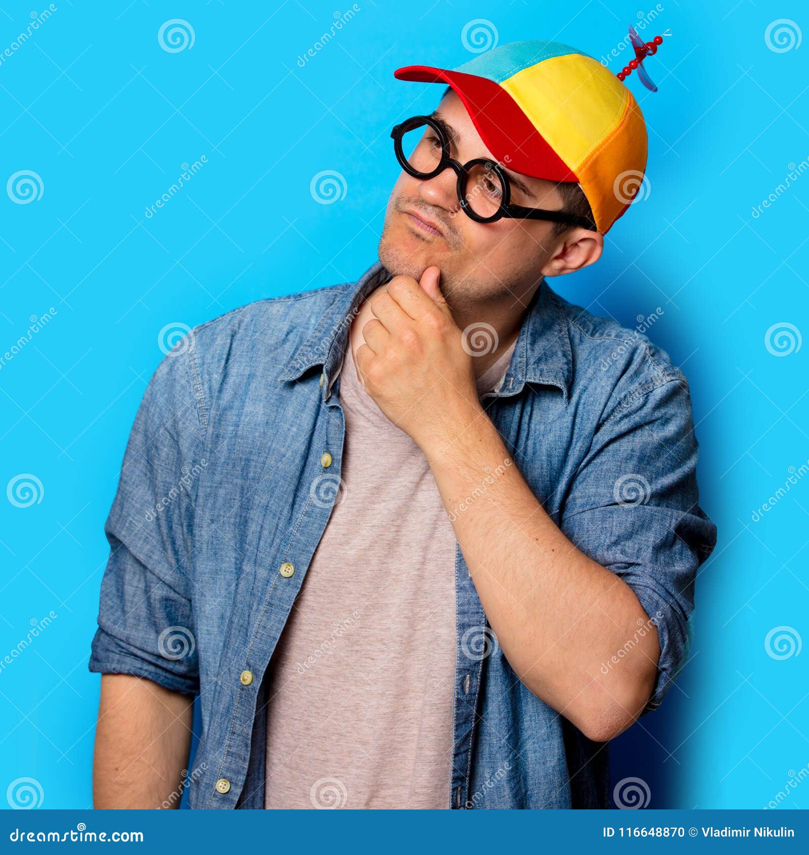 Young Nerd Man with Surprised Face Stock Photo - Image of looking ...