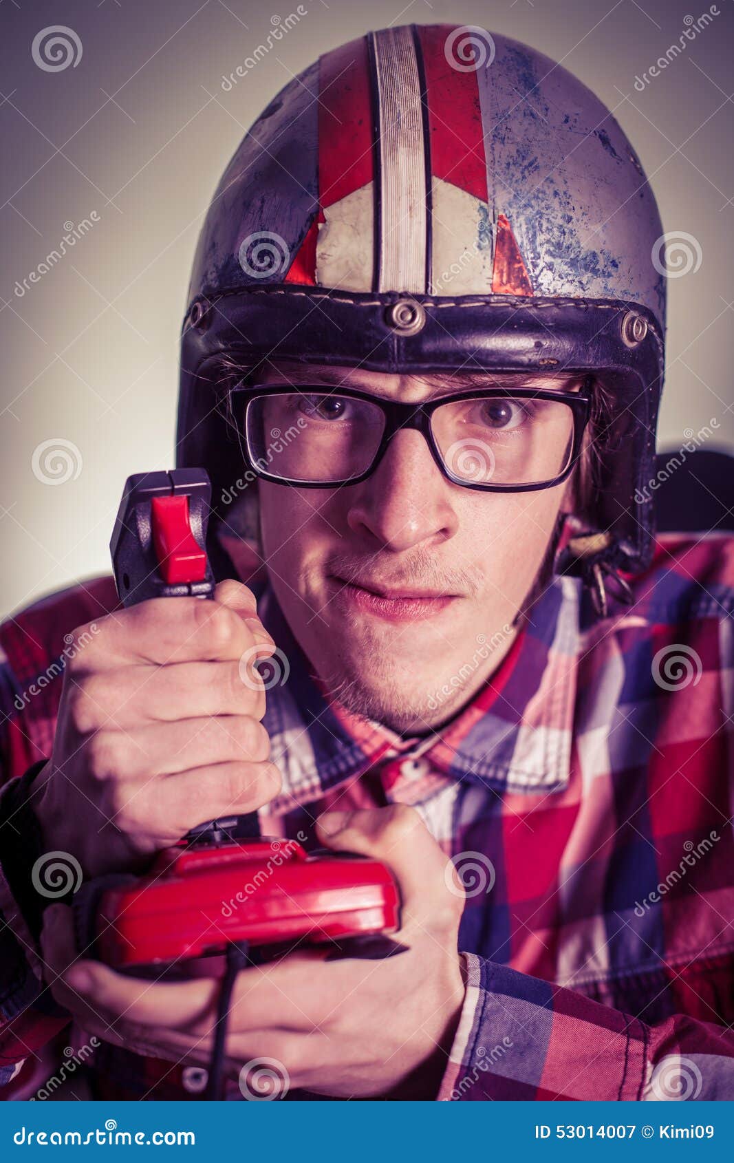 Young Nerd Playing Video Games on Retro Joystick Stock Image - Image of ...