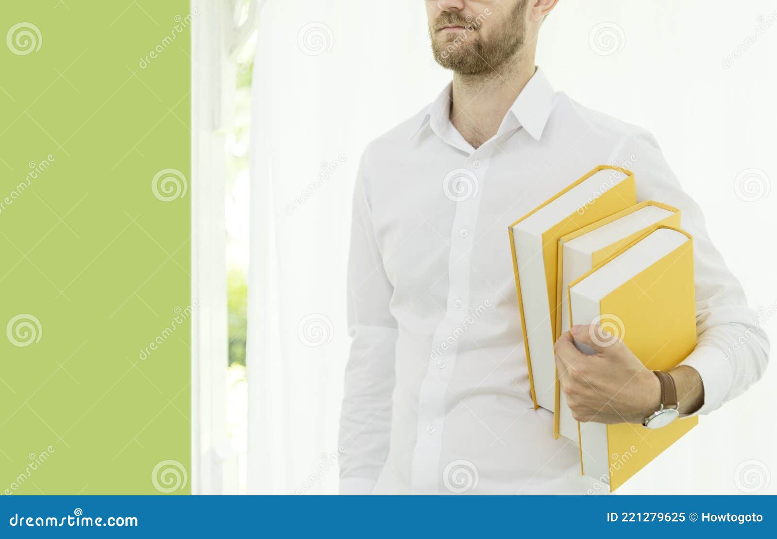 Young Nerd Student Collage Holding Stack of Book. Student Life Try To ...