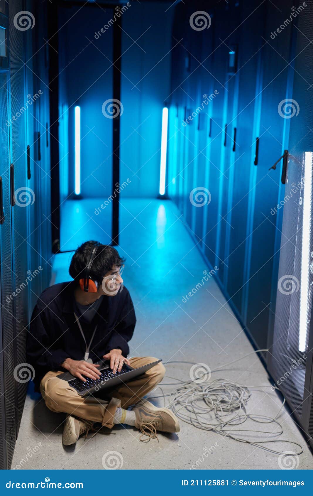 Young Network Engineer in Data Center Stock Image - Image of analytics ...