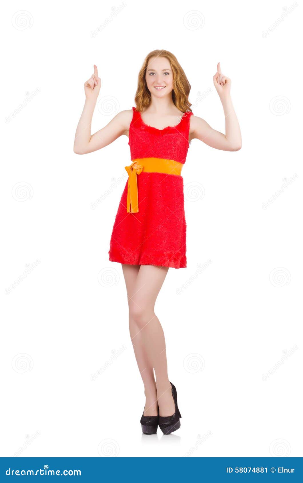 Young Nice Girl Pointing Isolated on White Stock Image - Image of face ...