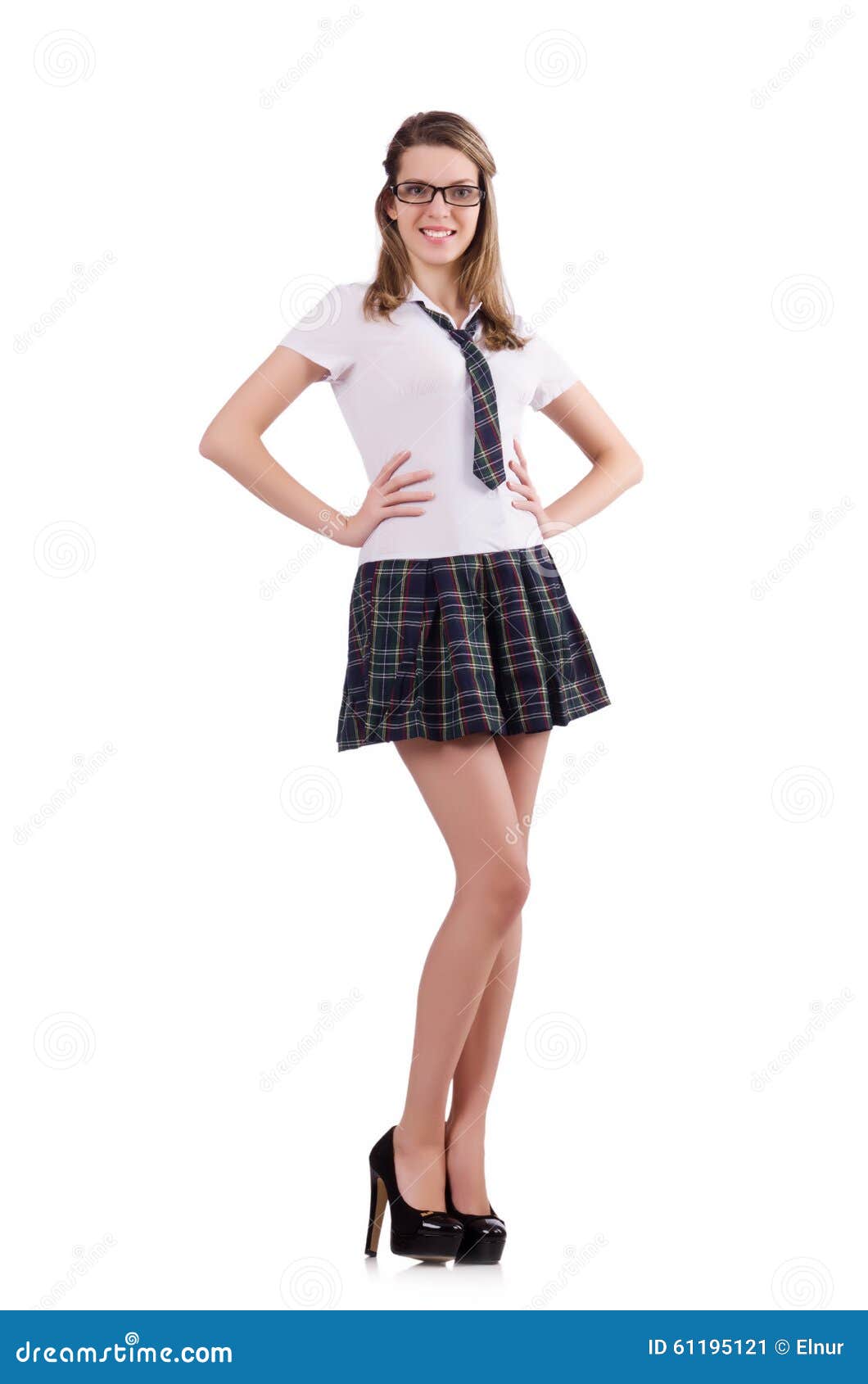 The Young Nice Student Female on White Stock Image - Image of pupil ...