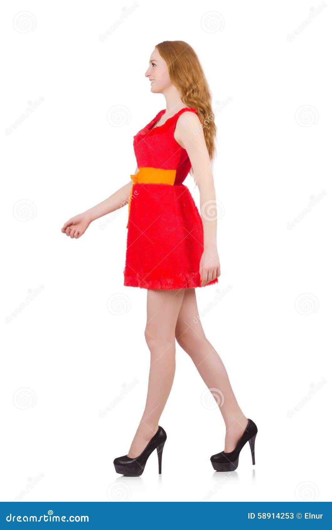 Young Nice Walking Girl Isolated on White Stock Image - Image of ...