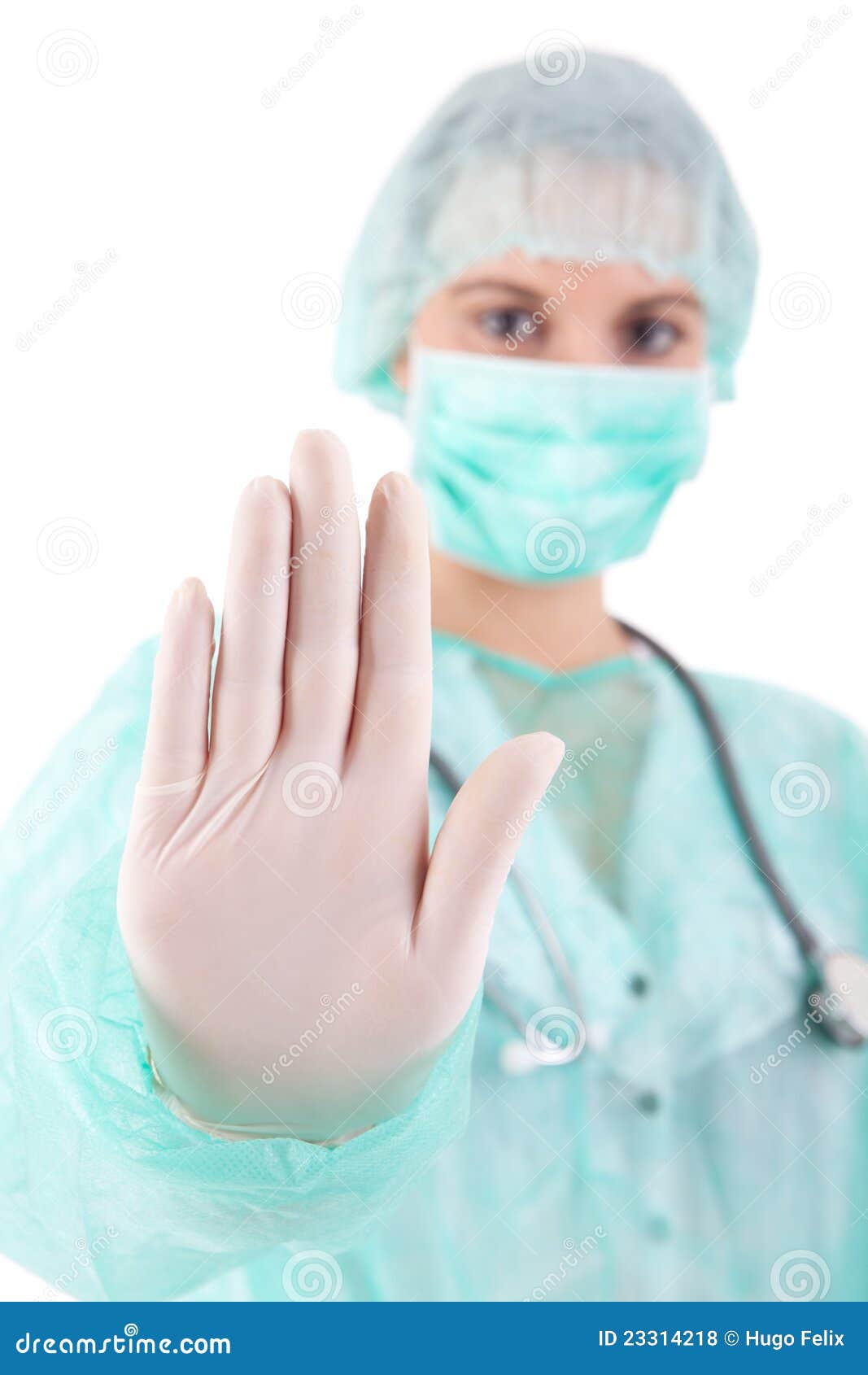 Young Nurse Making Stop Sign Stock Photo - Image of adult, blue: 23314218