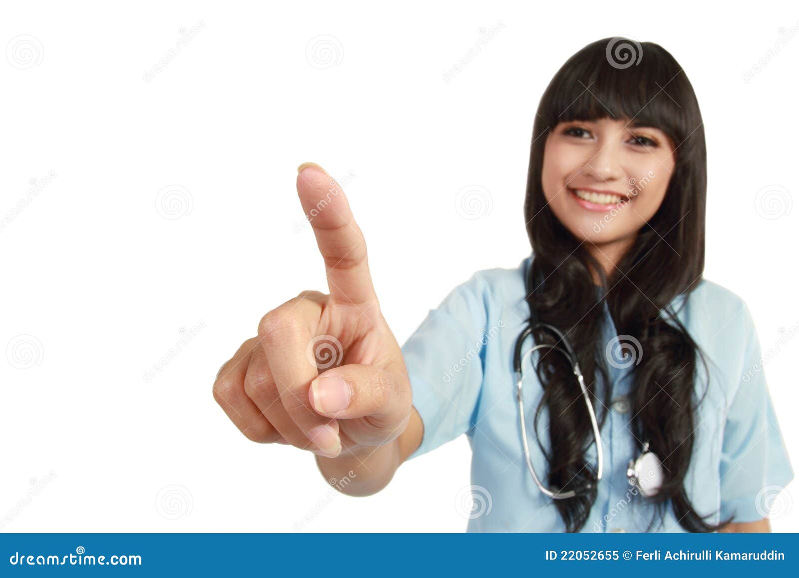 Young Nurse Pointing at Something Stock Image - Image of eyes, doctor ...