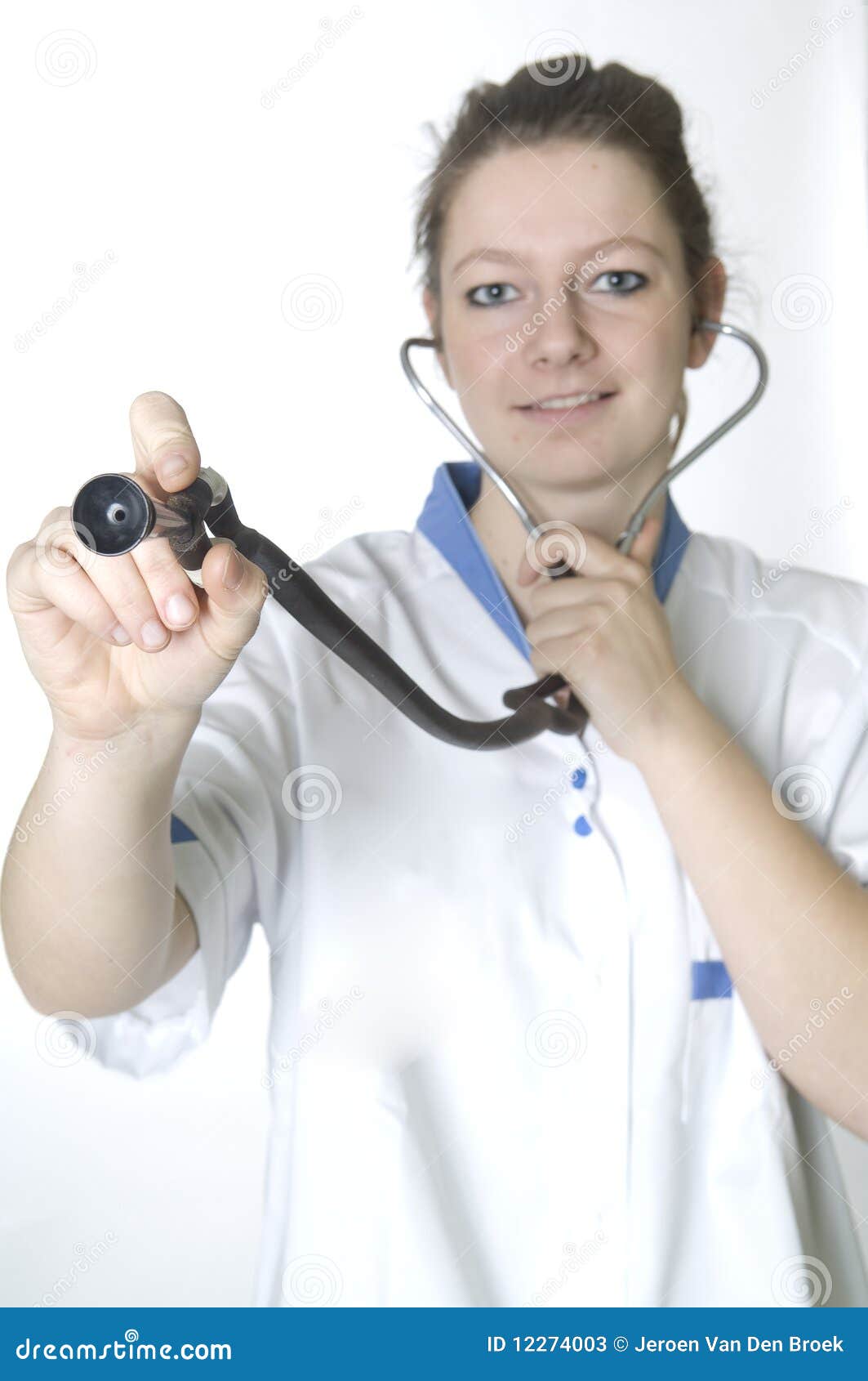Young Nurse with Stethoscope Stock Image - Image of doctor, camera ...