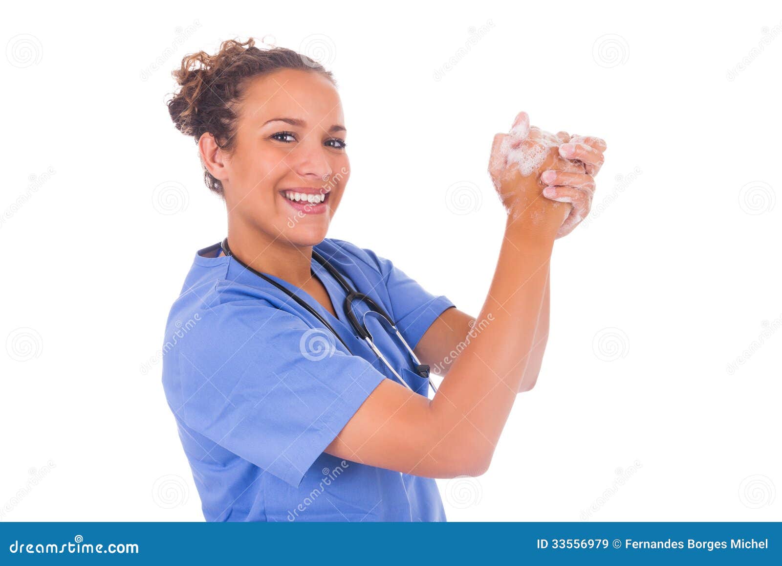 Young Nurse Washing Hands with Soap Stock Image - Image of caucasian ...
