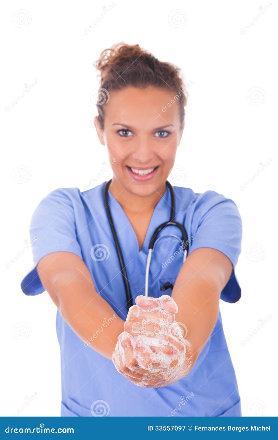 Young Nurse Washing Hands with Soap Stock Image - Image of attractive ...