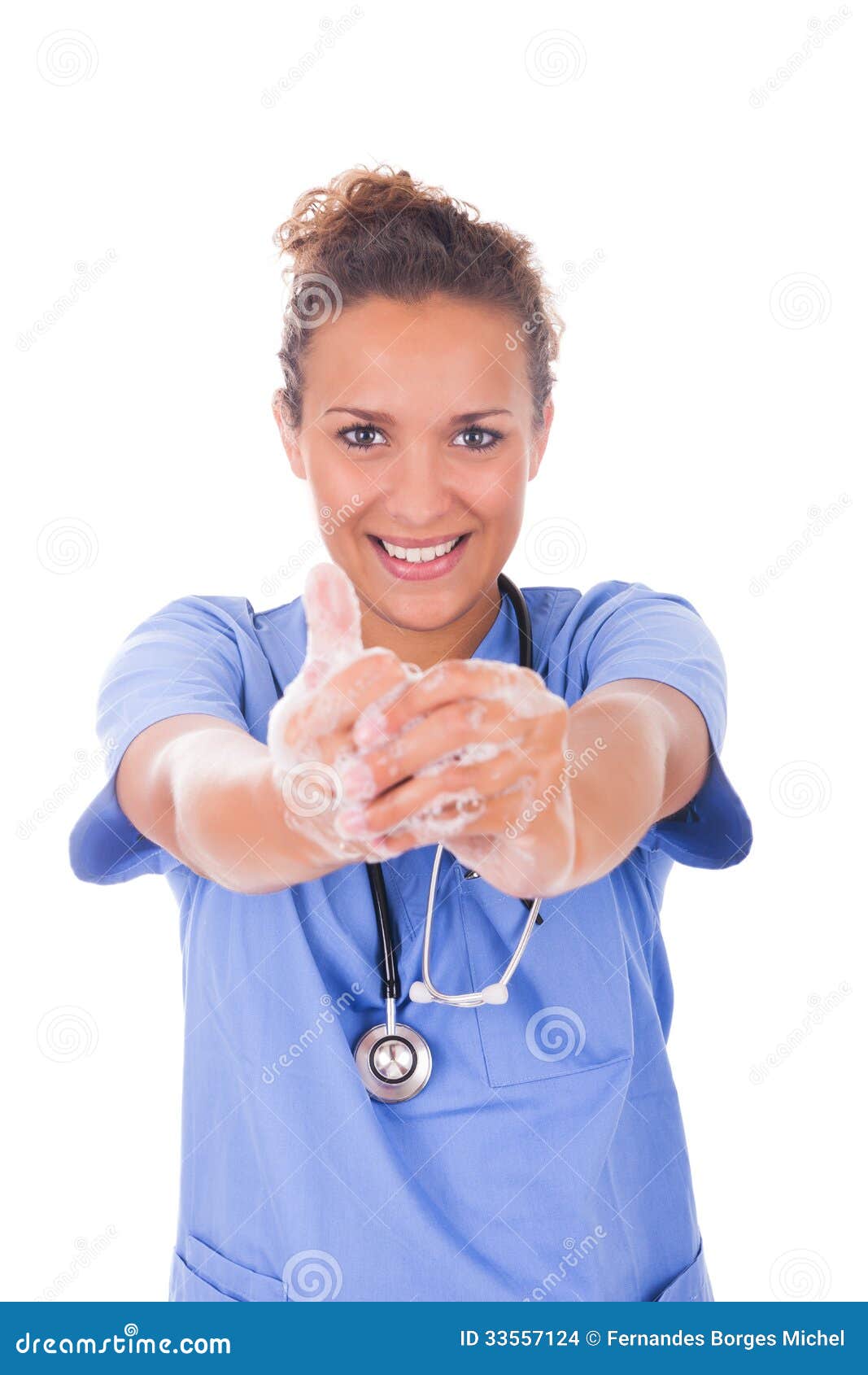 Young Nurse Washing Hands with Soap Stock Photo - Image of soap ...