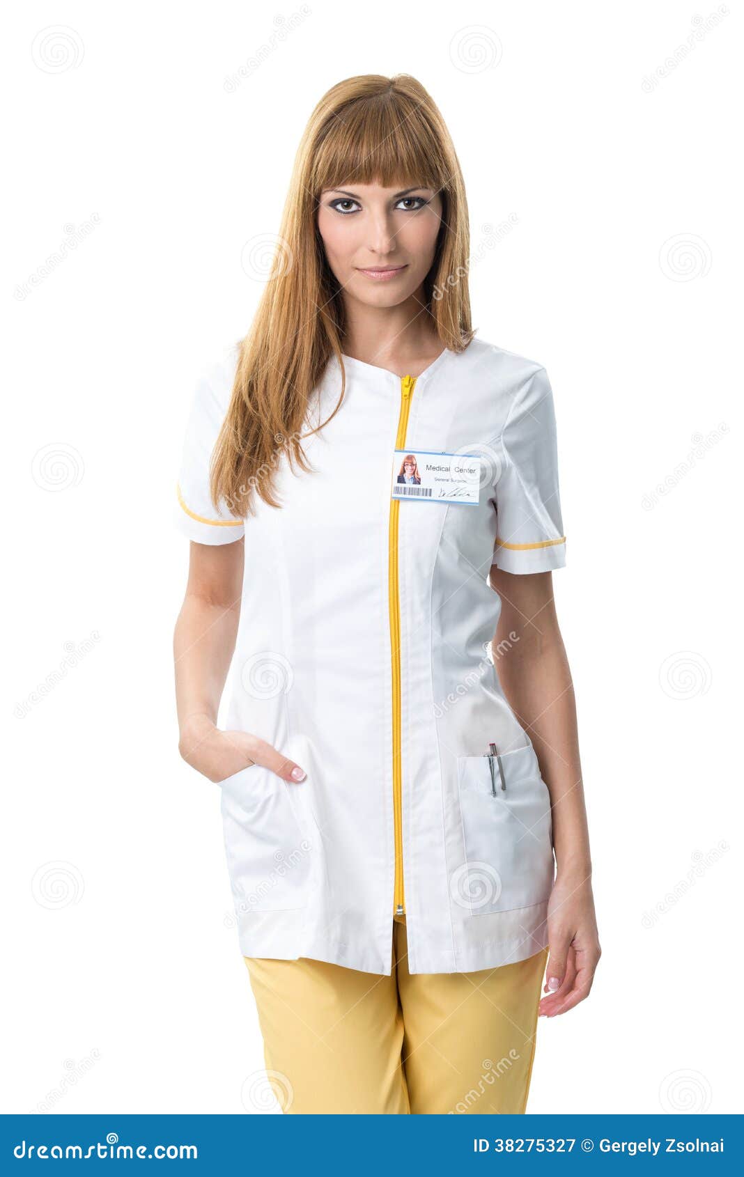Young Nurse in Work Clothes Stock Image - Image of happy, hair: 38275327