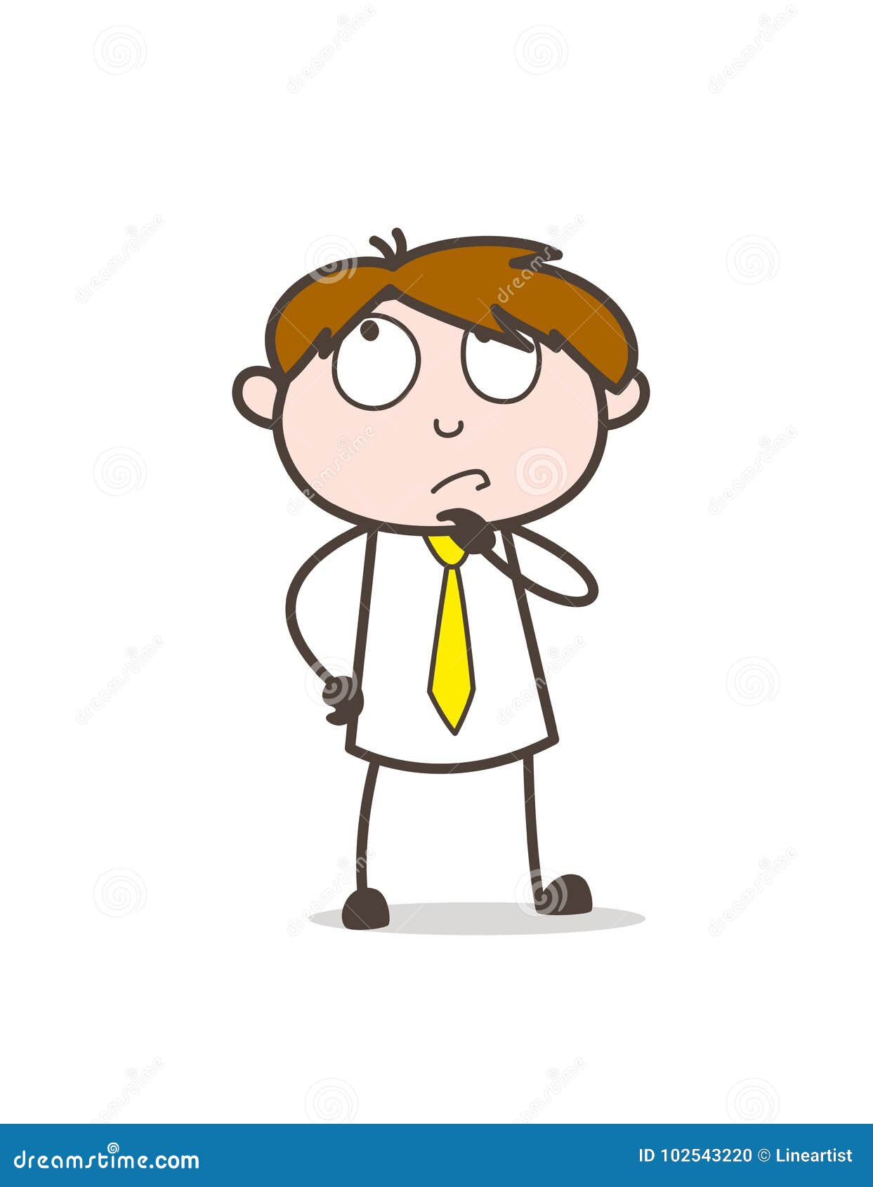 Young Office Employee Thinking an Idea Vector Concept Stock ...