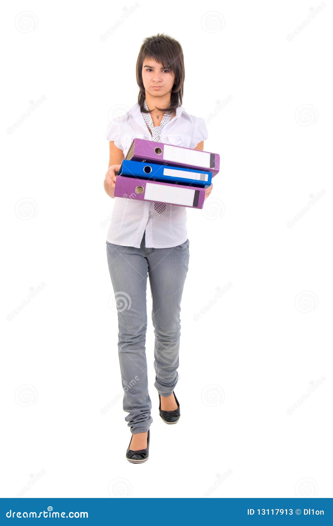 Young Office Girl with Documents. Stock Image - Image of office ...