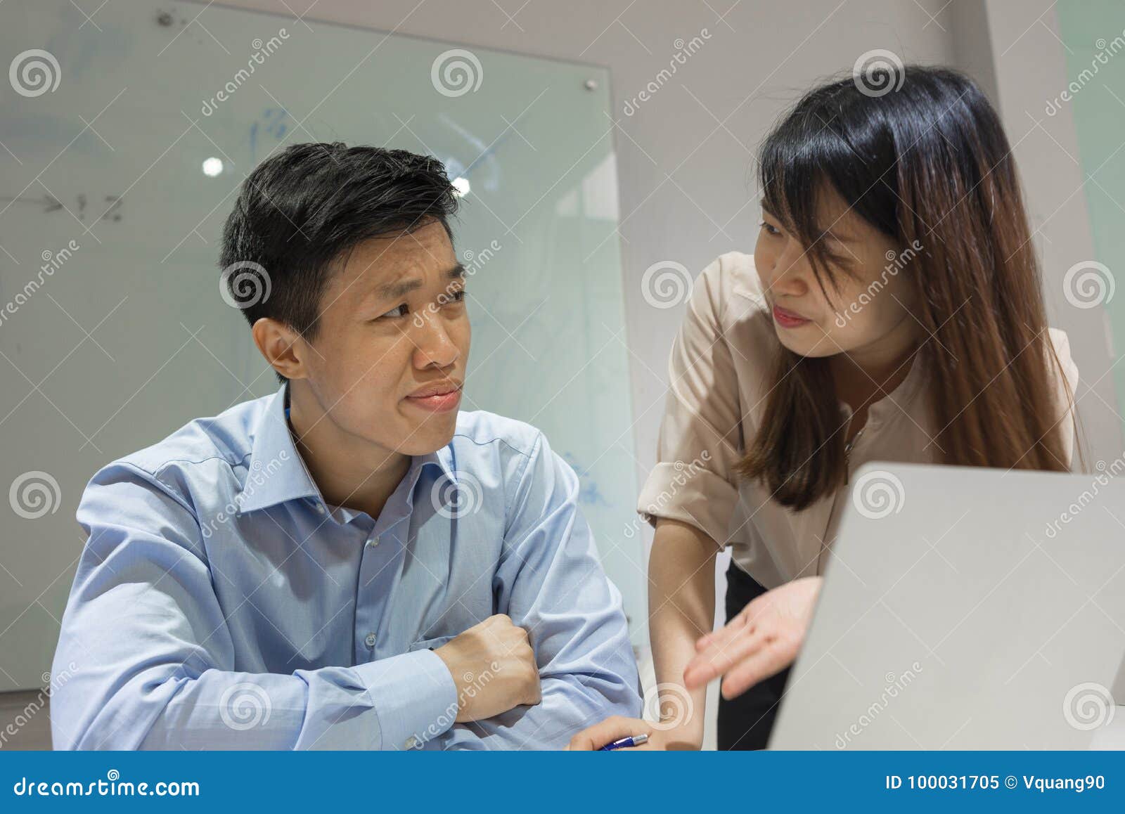 Young Office Lady Asking Workmate for Help Stock Image - Image of ...