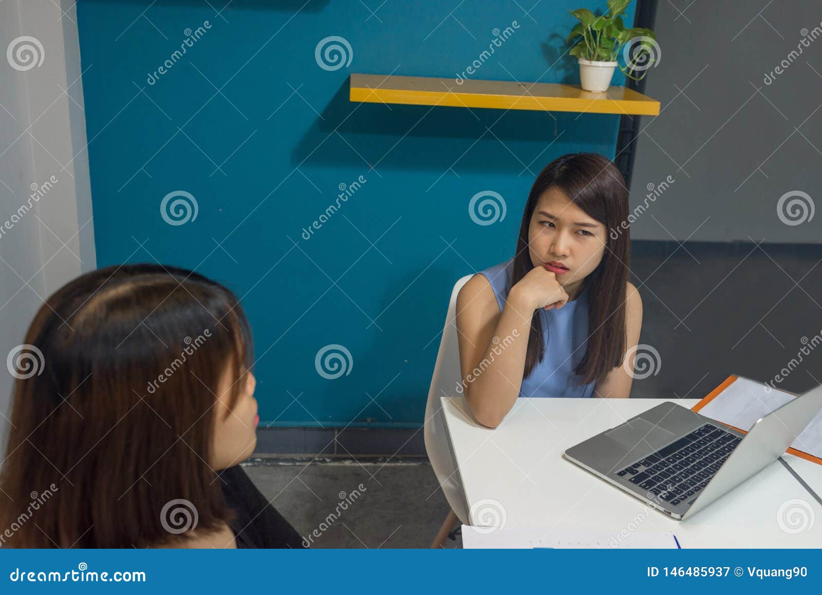 Young Office Lady Discuss with Teammate about Work Stock Image - Image ...