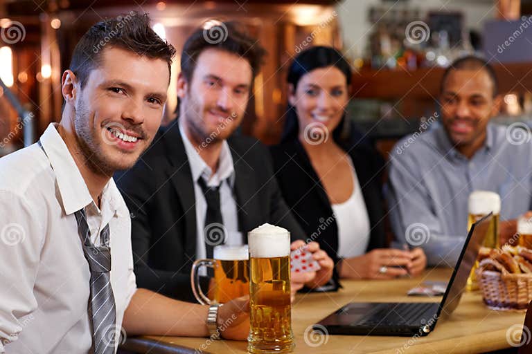 Young Office Worker Drinking Beer at Pub Stock Photo - Image of beer ...