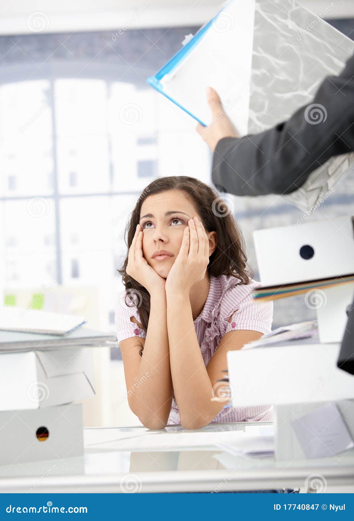 Young Office Worker Having Too Much Work Stock Image - Image of ...