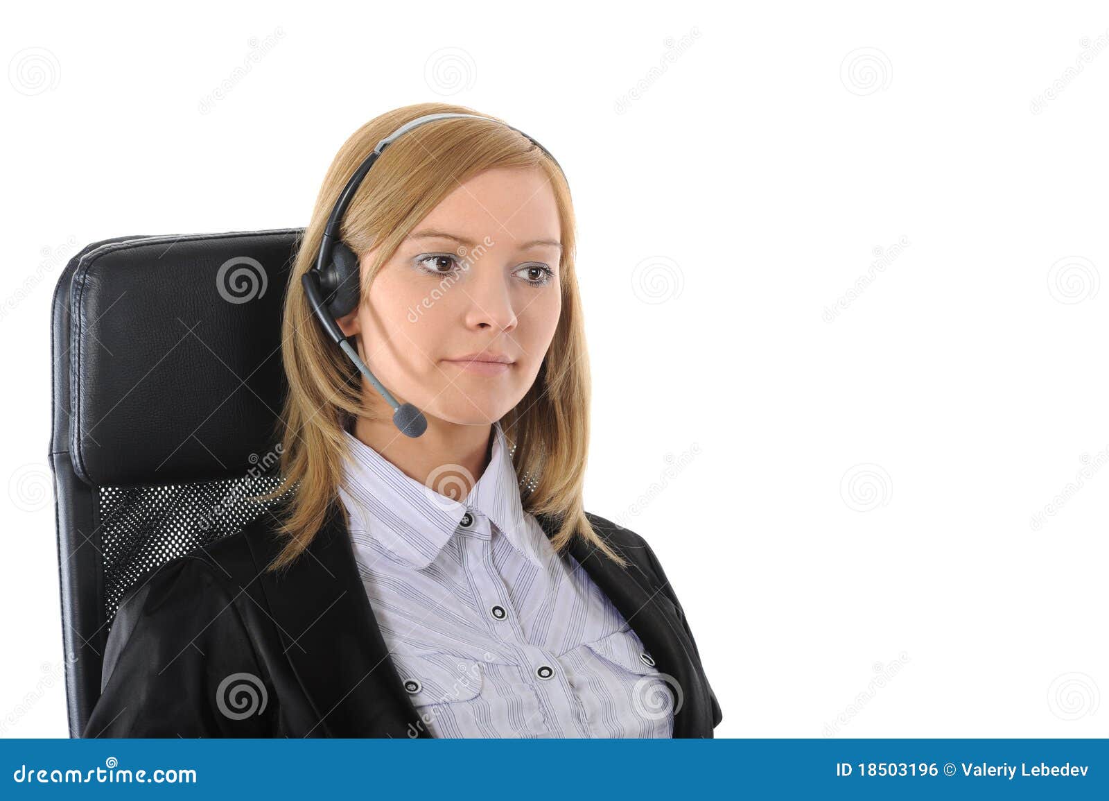 Young Office Worker with Headset. Stock Photo - Image of isolated ...