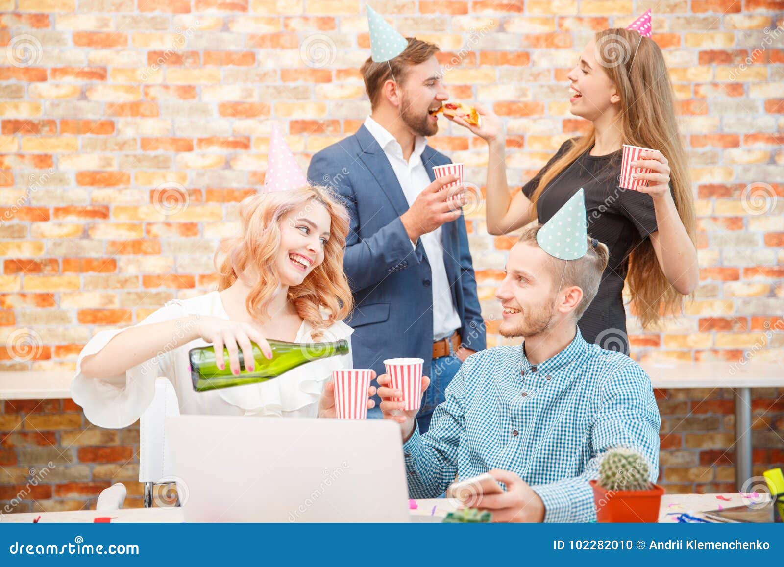 Young Office Workers Celebrate Something in the Office. Stock Photo ...