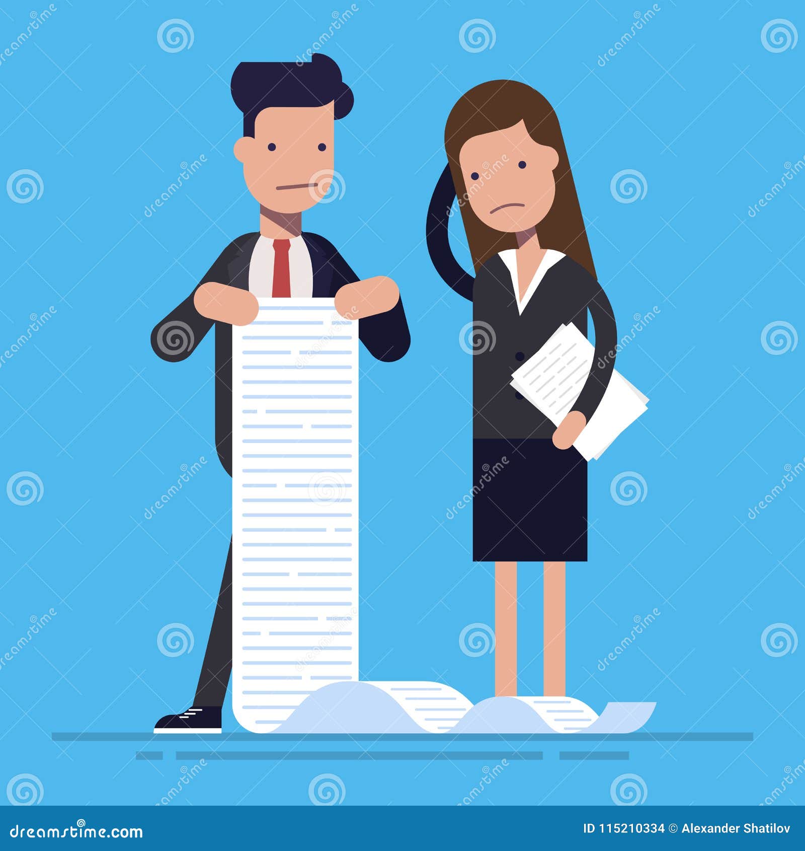 Young Office Workers with a Large List of Tasks. the Concept of ...