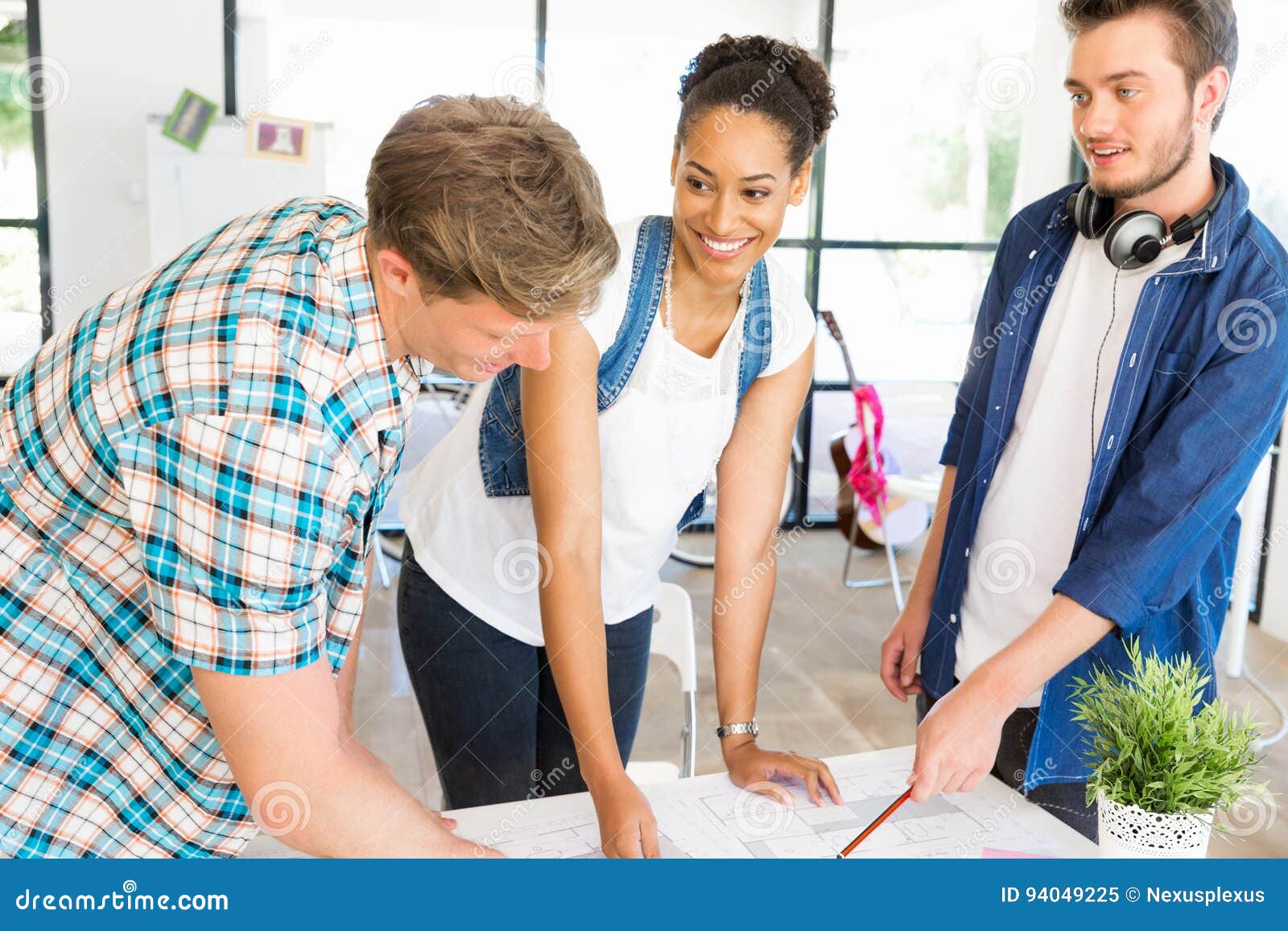 Young Office Workers or Students As a Team Stock Image - Image of male ...