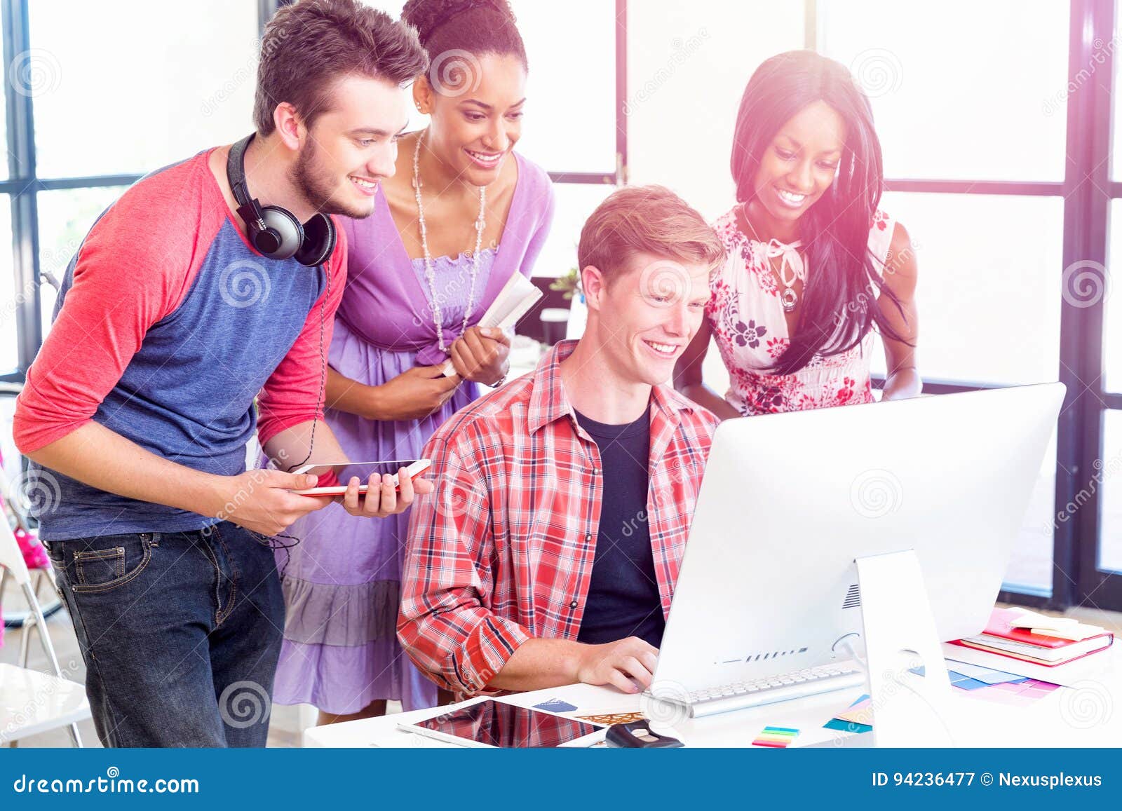 Young Office Workers or Students As a Team Stock Image - Image of ...