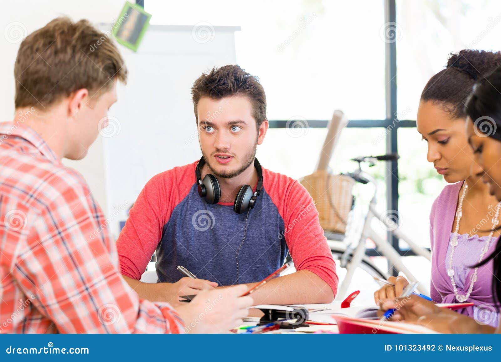 Young Office Workers or Students As a Team Stock Photo - Image of male ...