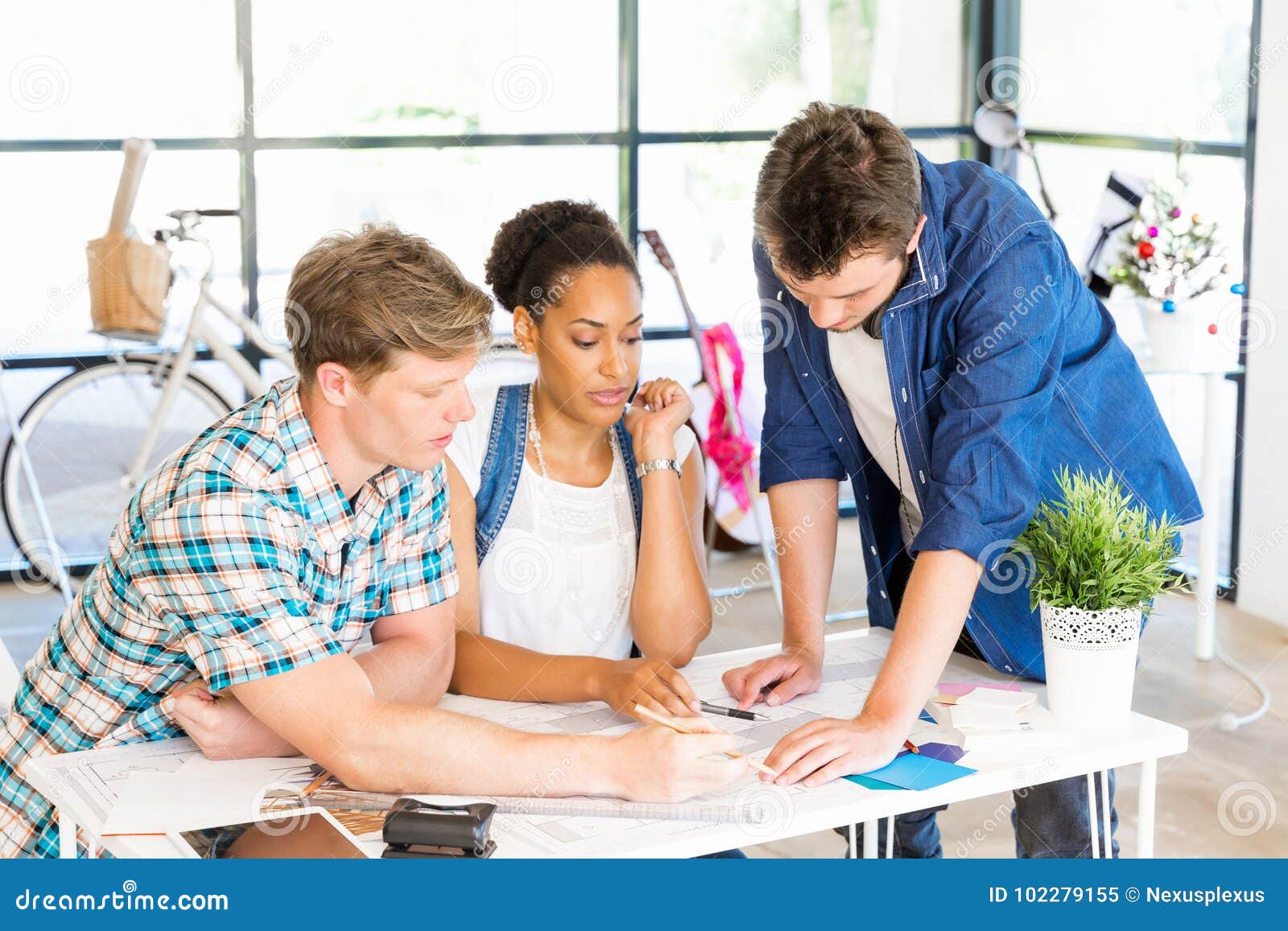 Young Office Workers or Students As a Team Stock Image - Image of male ...