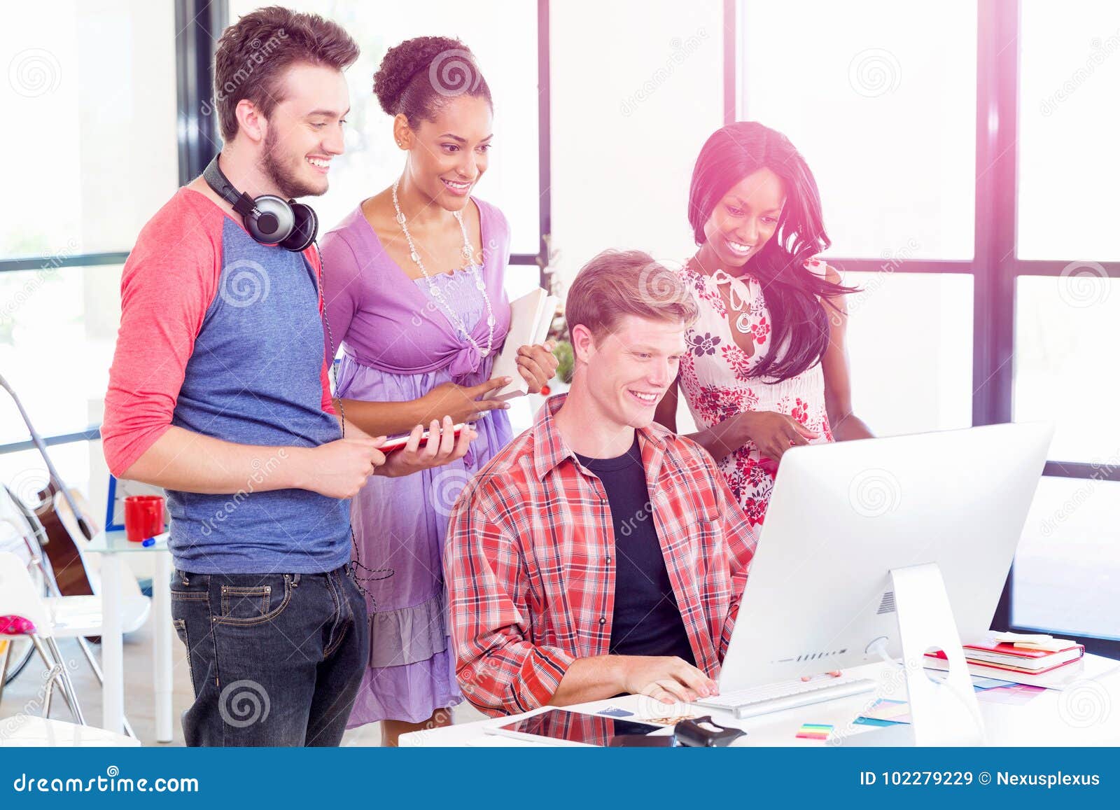 Young Office Workers or Students As a Team Stock Image - Image of ...