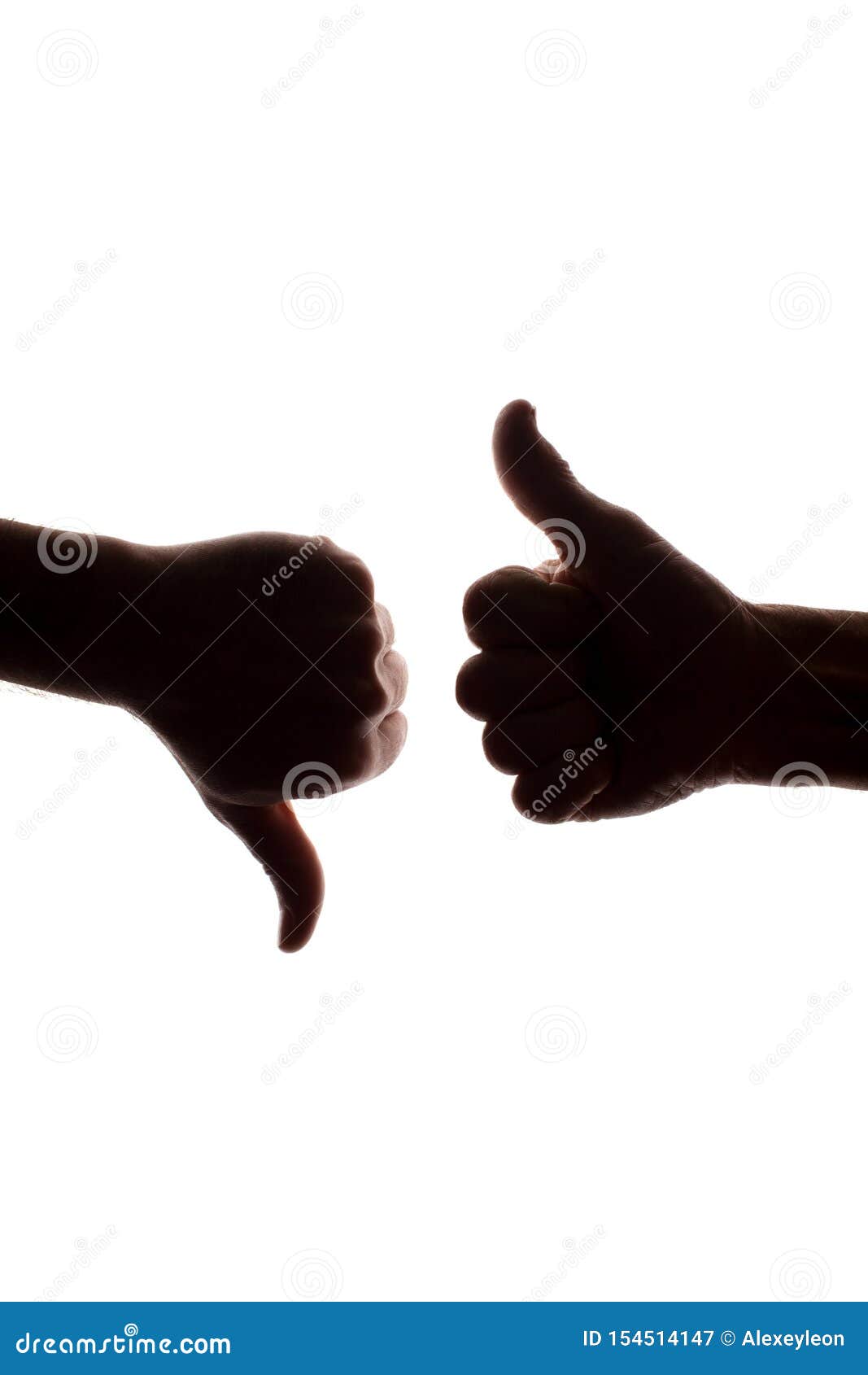 Young and Old Man Show Like and Dislike - Silhouette Stock Image ...