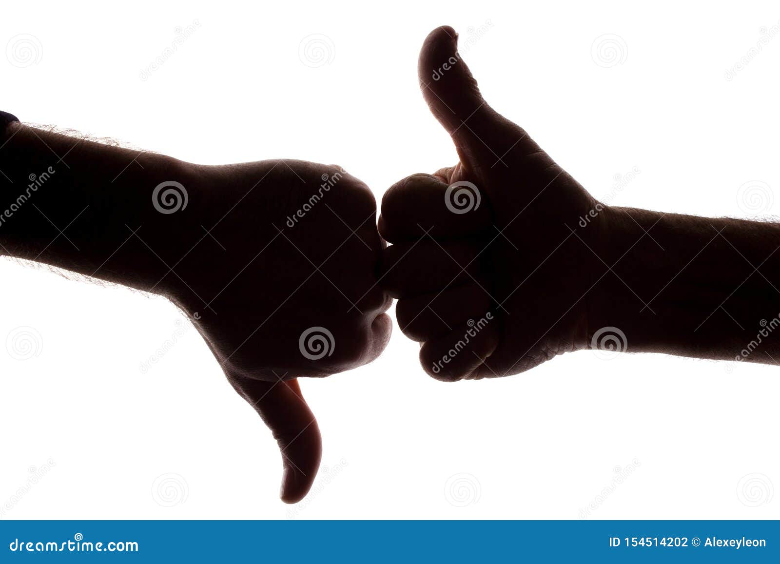 Young and Old Man Show Like and Dislike - Silhouette Stock Photo ...