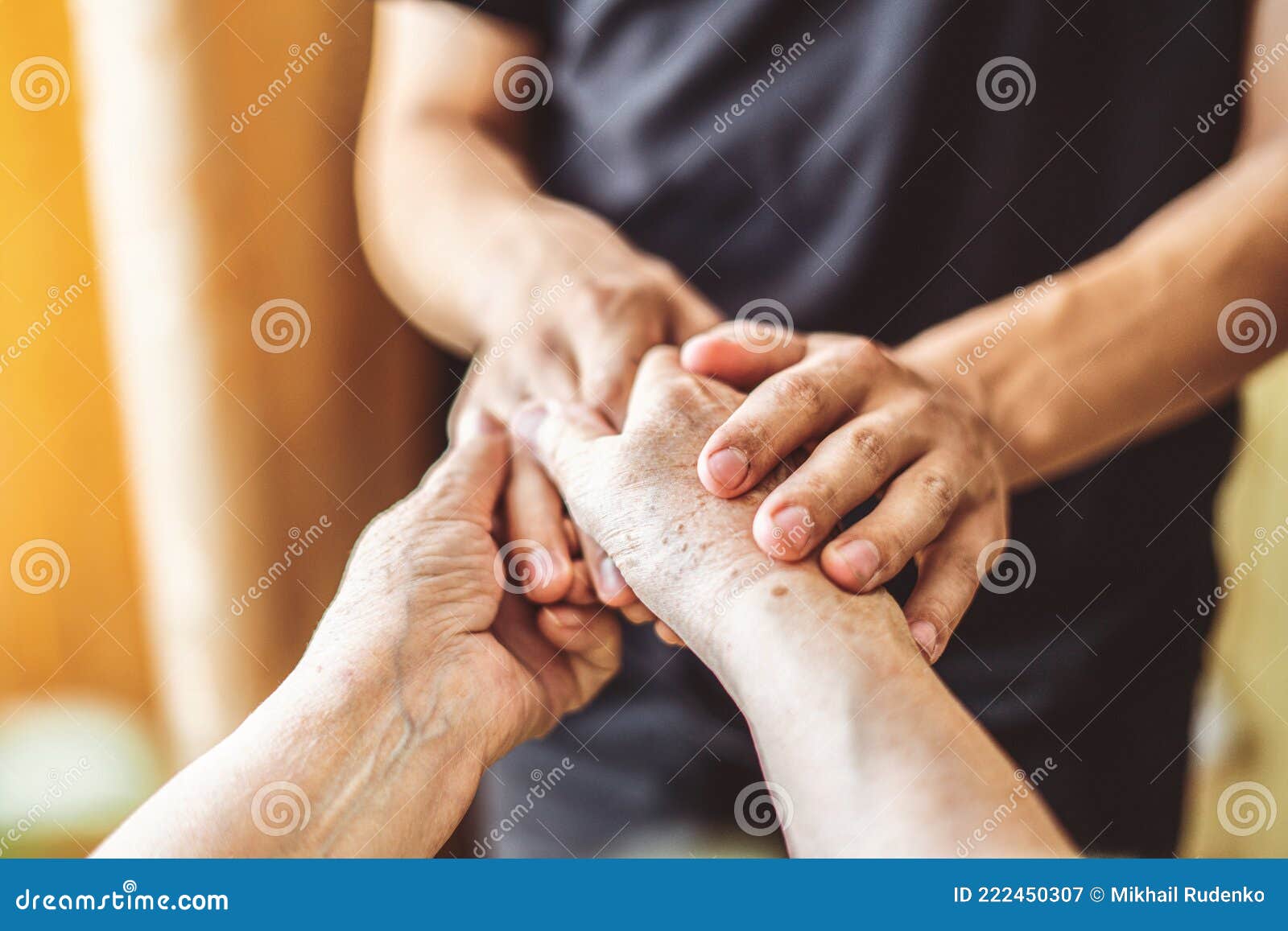 Young and Old, Next and Previous Generation Hands Touch Each Other ...