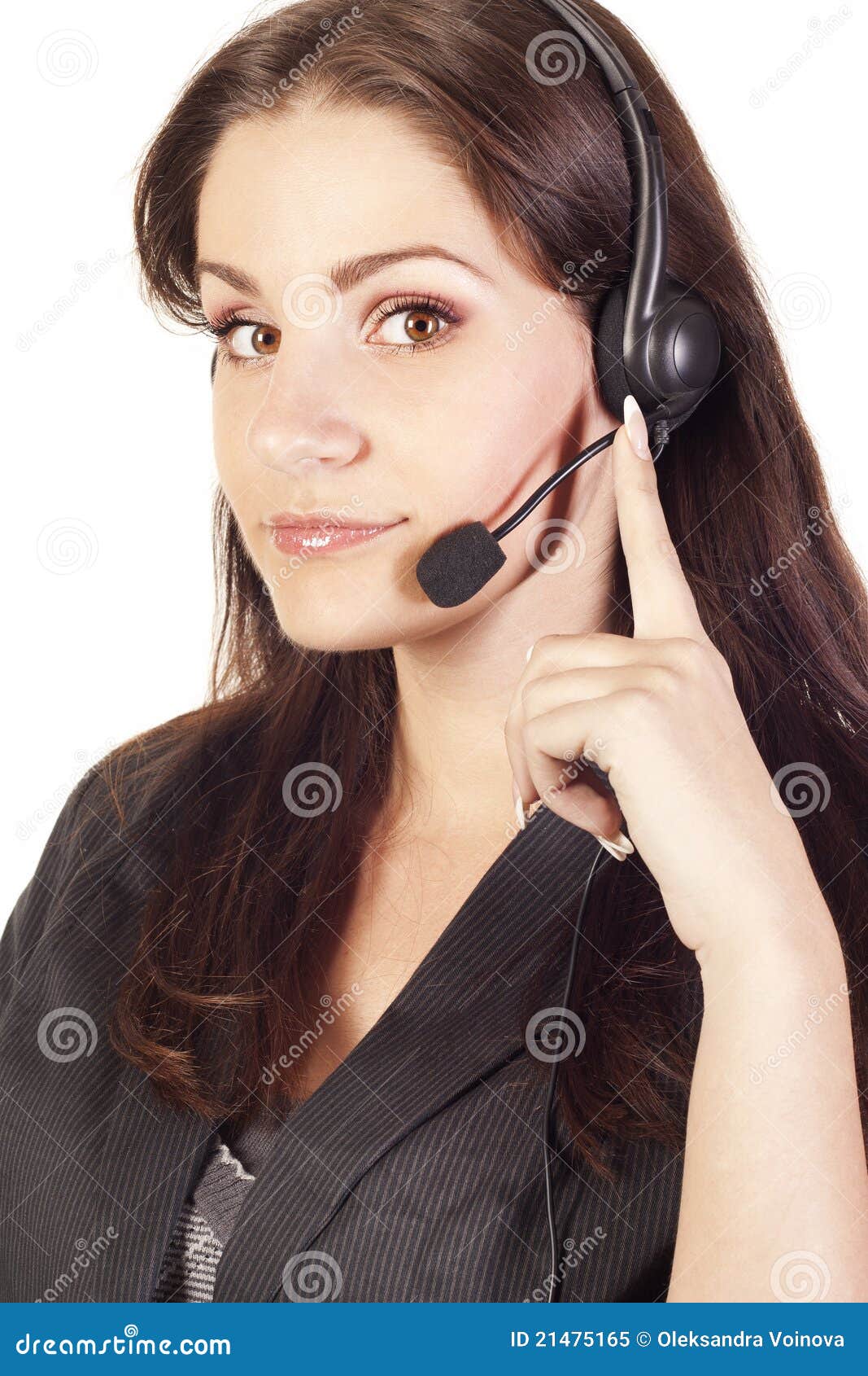 Young Operator with Headset Stock Image - Image of microphone, female ...