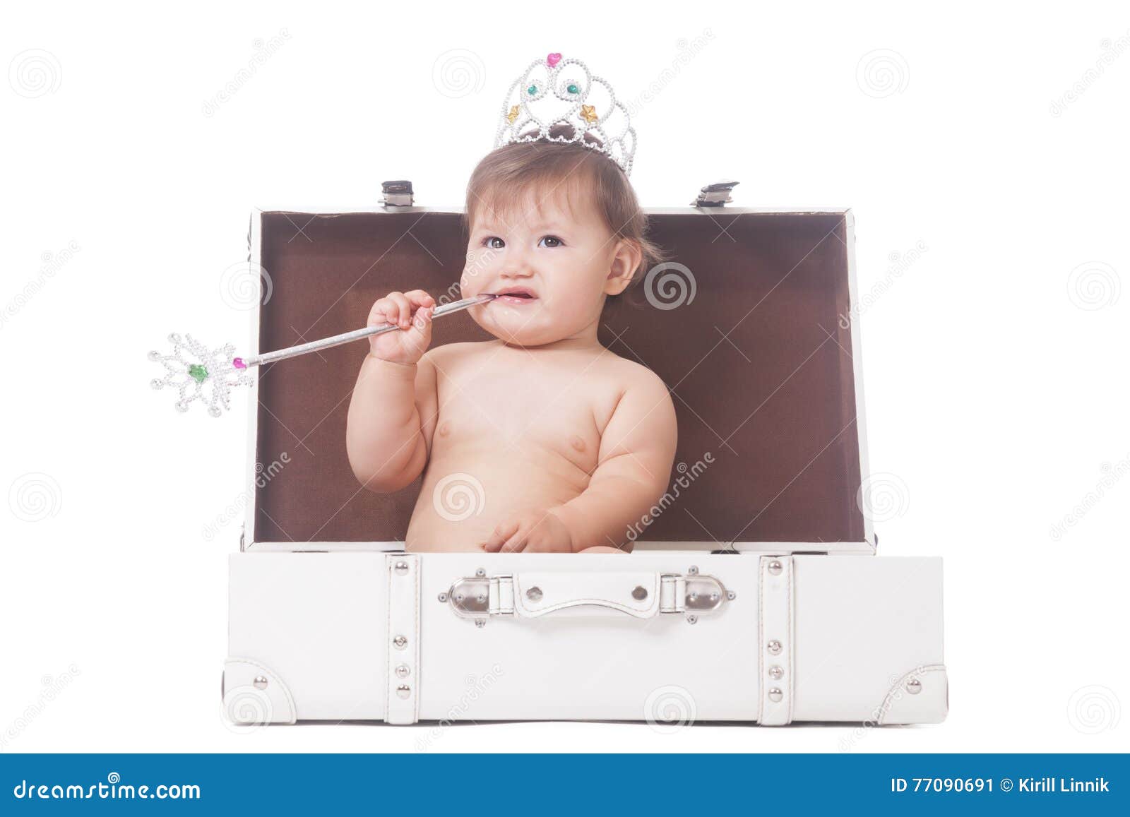 Pageant Queen. Happy Kid Chinese Dress Wear Crown. Portrait Of Pride ...